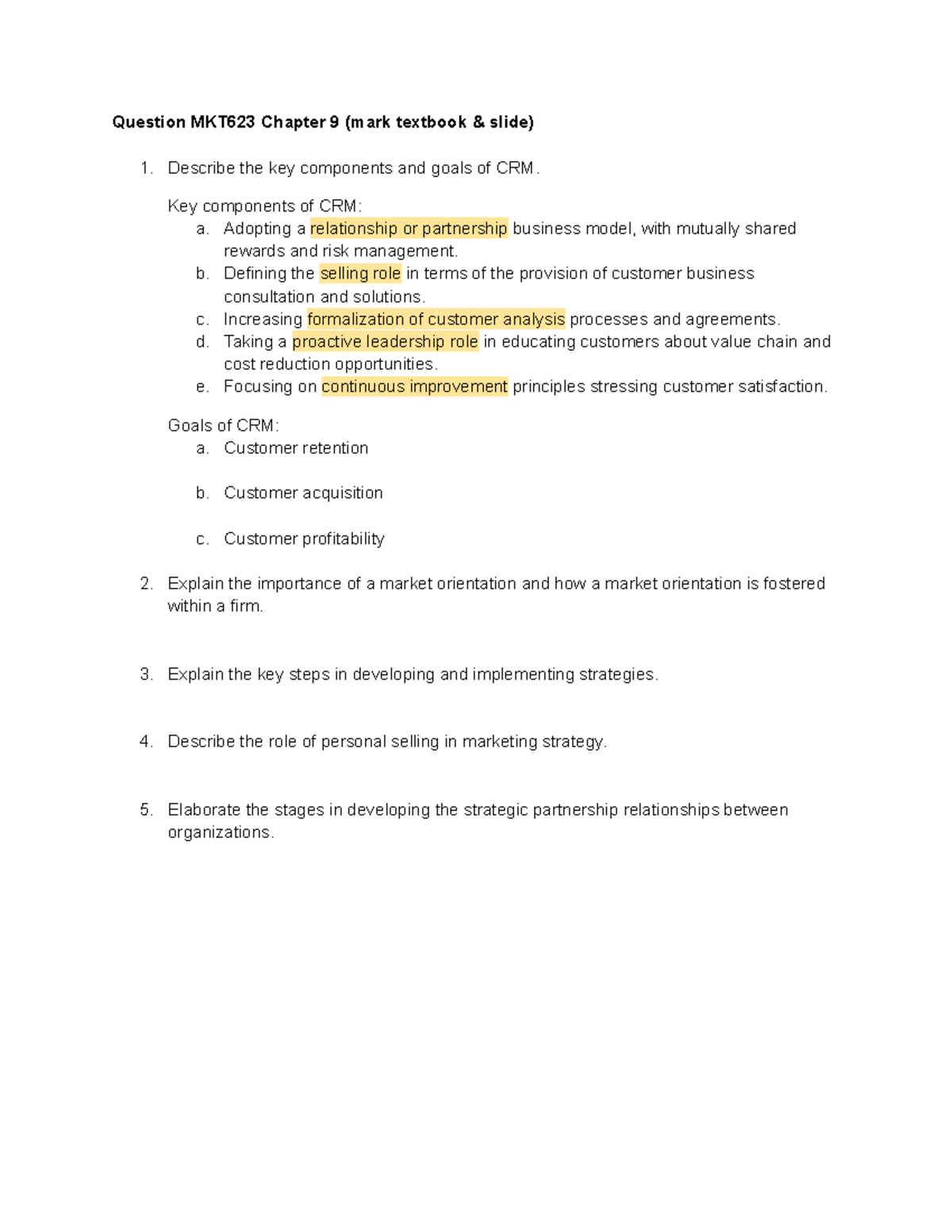 MKT623 C9 Tutorial - Question MKT623 Chapter 9 (mark textbook & slide ...