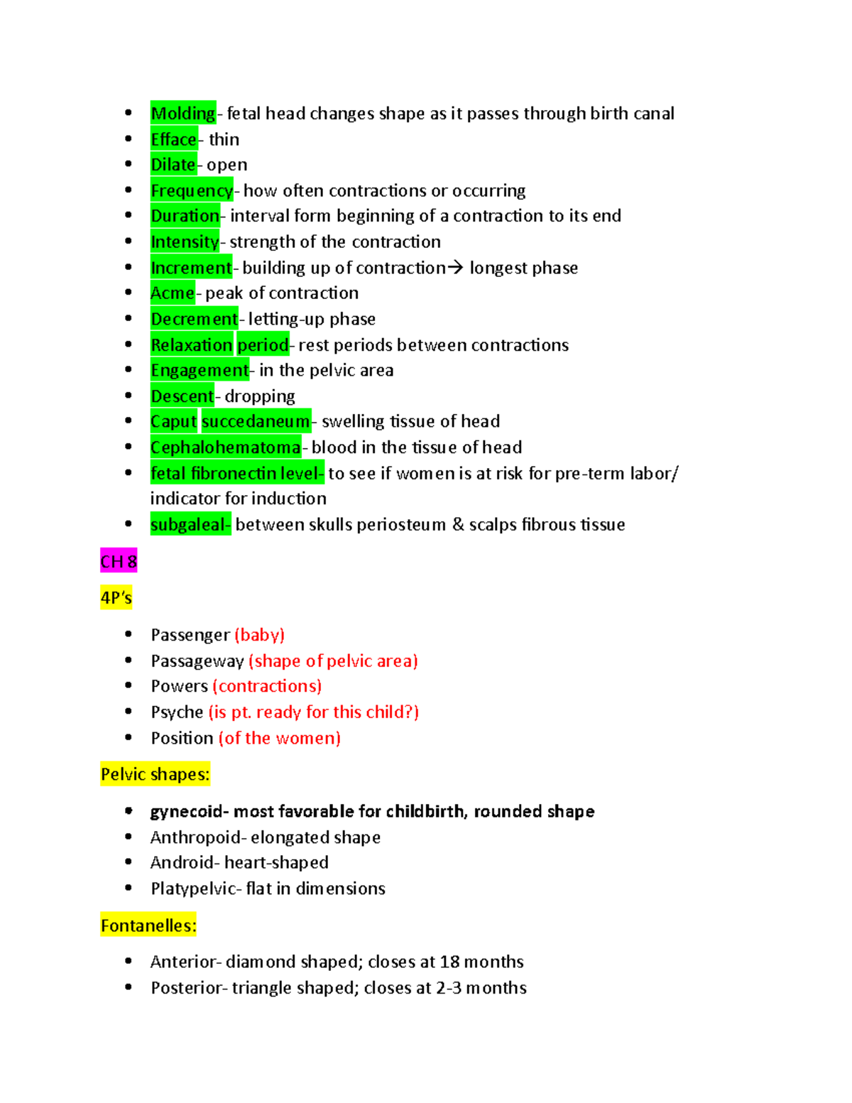 OB exam 2 notes - Molding- fetal head changes shape as it passes ...