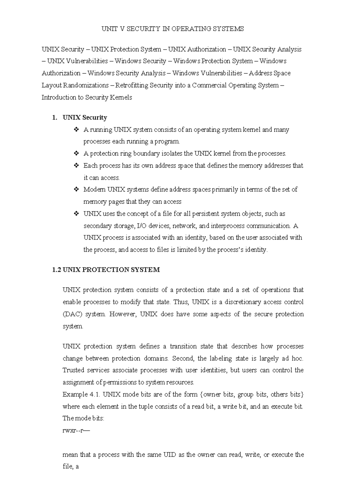 UNIT V Security IN Operating Systems notes - UNIT V SECURITY IN ...