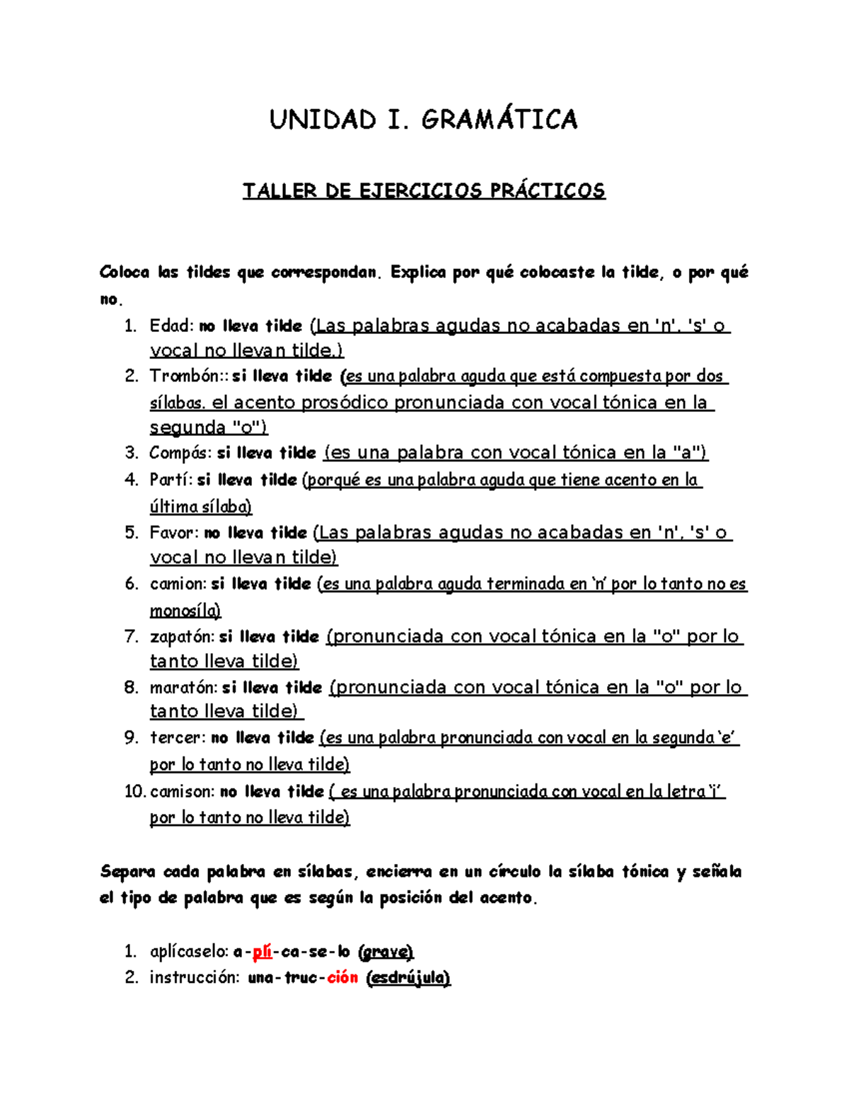Taller-de-ejercicios-practicos-de-gramatica 1 - UNIDAD I. GRAMÁTICA ...