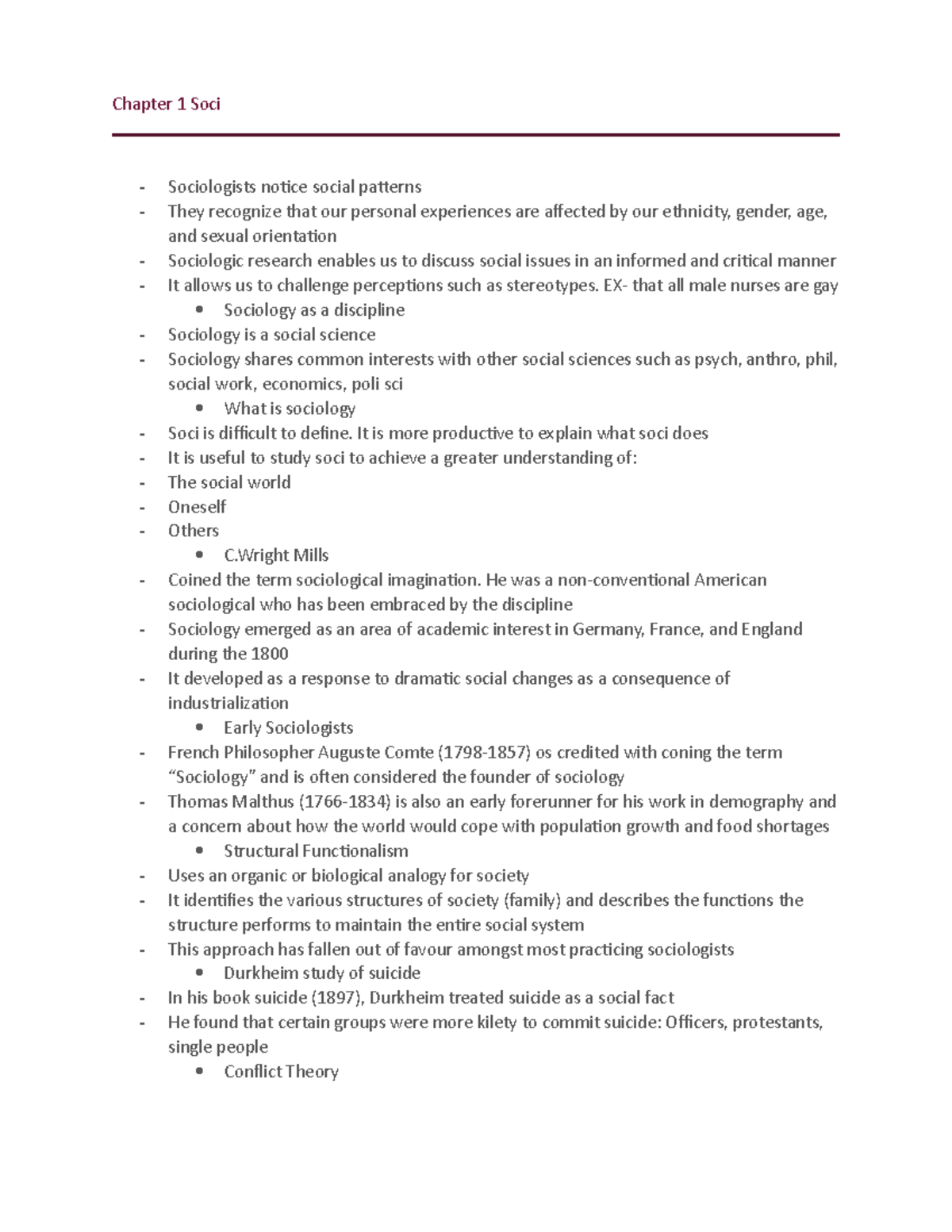 Complete Soci - Full semester notes - Chapter 1 Soci Sociologists ...