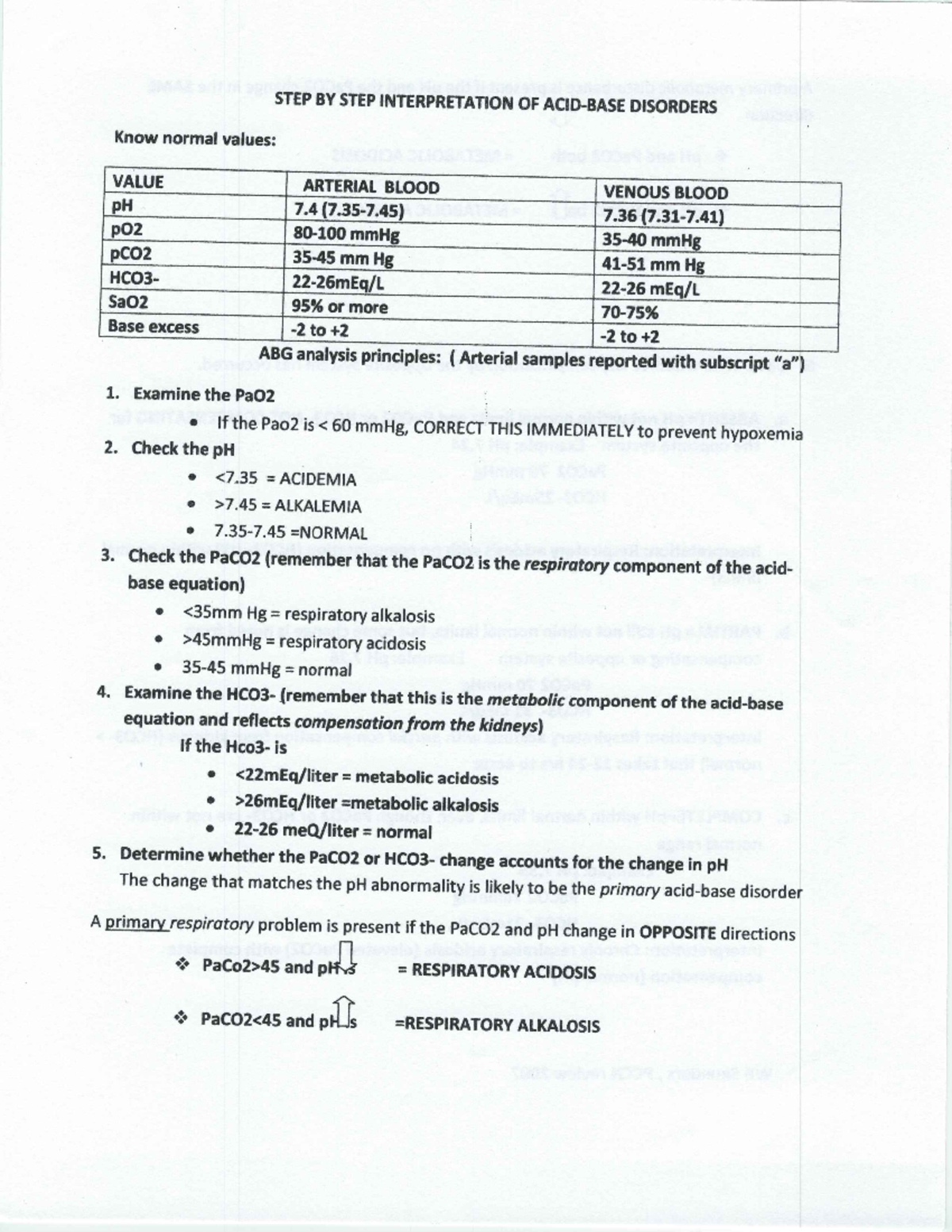 Interpretinng Acid-Base Disorders - NUR 209 - Studocu