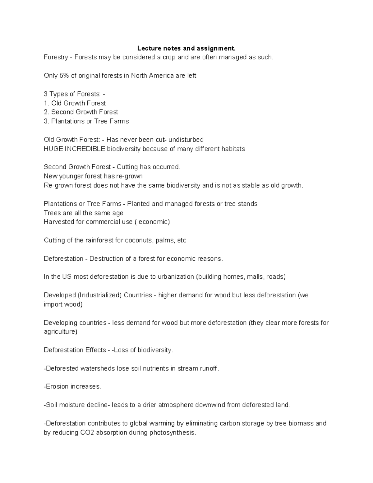 Forestry mandatory assignment and lecture notes - Lecture notes and ...