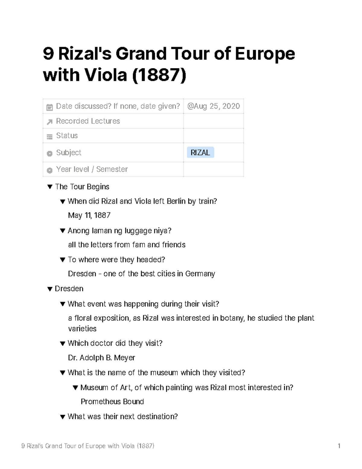 9 Rizals Grand Tour of Europe with Viola (1887) - 9 Rizal's Grand Tour ...