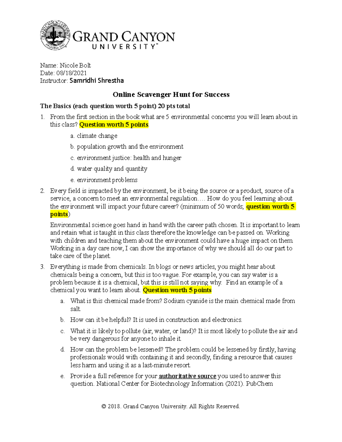 Scavenger Hunt For Success Resources - Name: Nicole Bolt Date: 08/18 ...