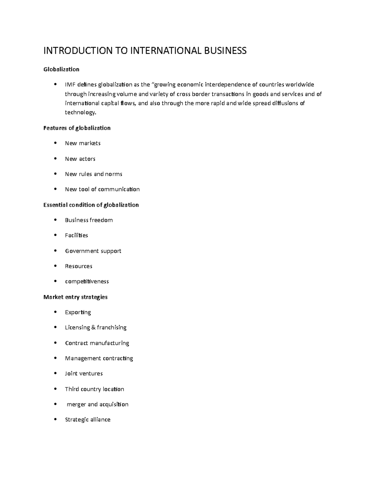 Introduction TO International Business - INTRODUCTION TO INTERNATIONAL ...