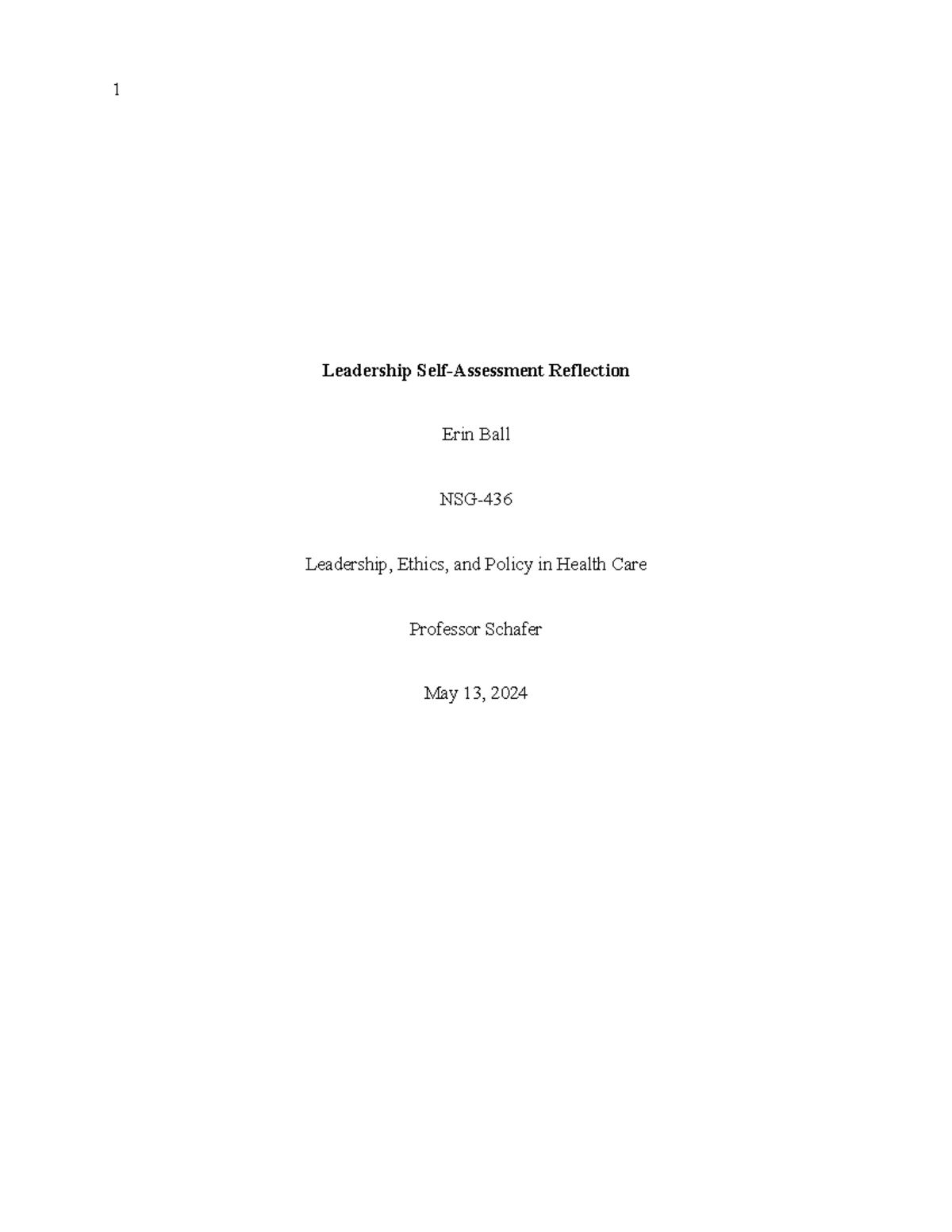 Leadership Self Assessment - Leadership Self-Assessment Reflection Erin ...