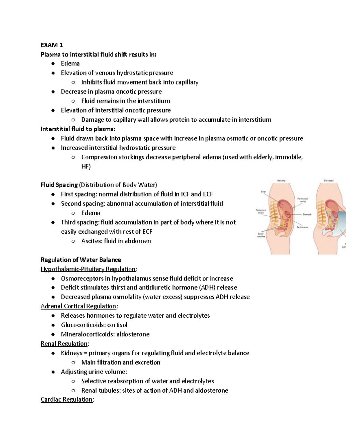 EXAM 1 EXTRAS_ FLUID REGULATION AND IV THERAPY - EXAM 1 Plasma to ...
