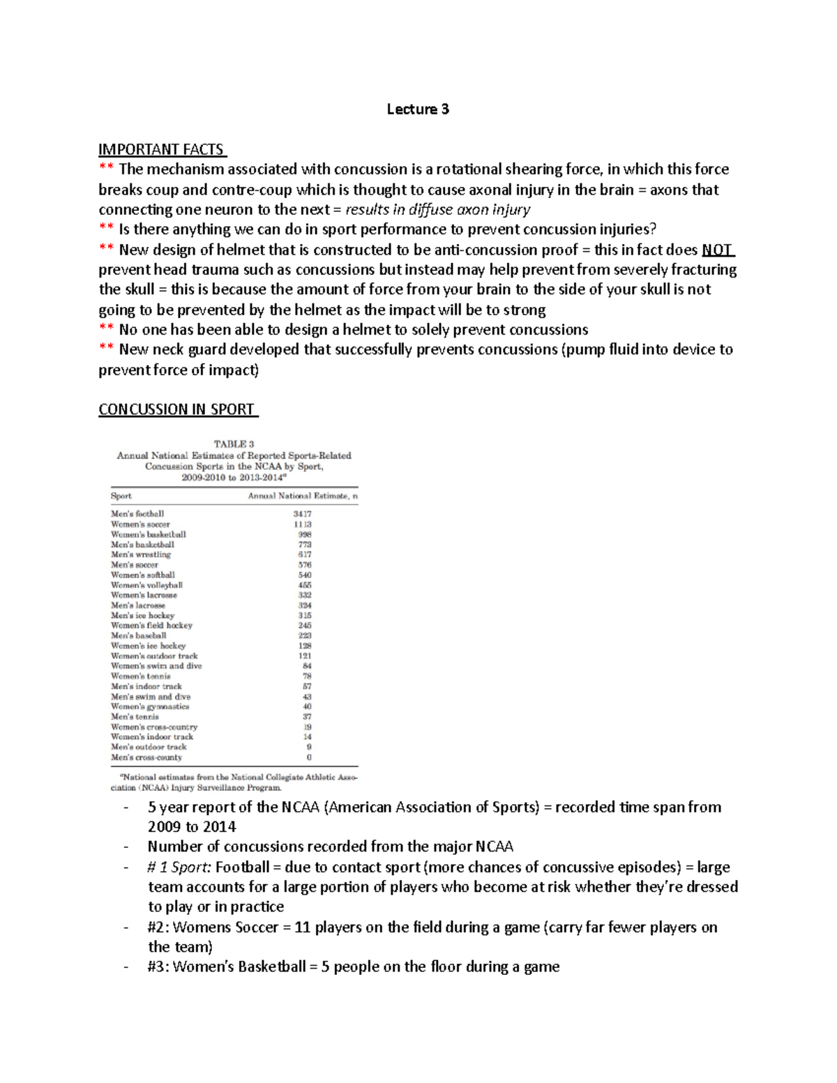 Lecture 3 Notes - Lecture 3 IMPORTANT FACTS ** The mechanism associated ...