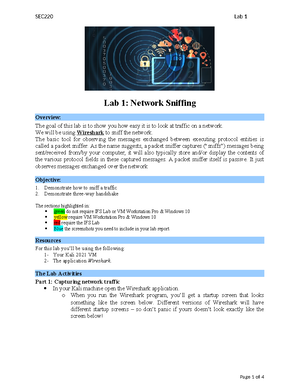 SEC220 Lab 3 Network Scanning Updated 10Feb2022 - Lab 3: Network Security Overview: In this lab ...