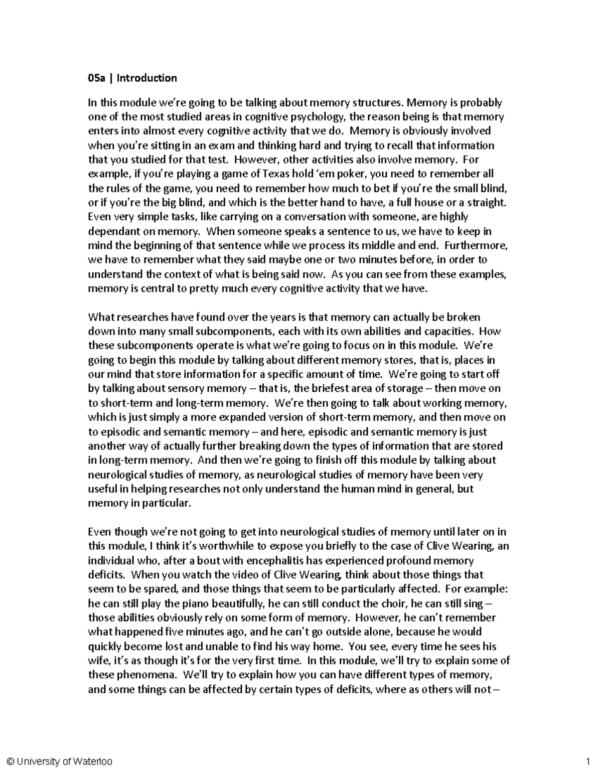 Module 05 Lecture Transcript 05a Introduction In This Module Were Going To Be Talking