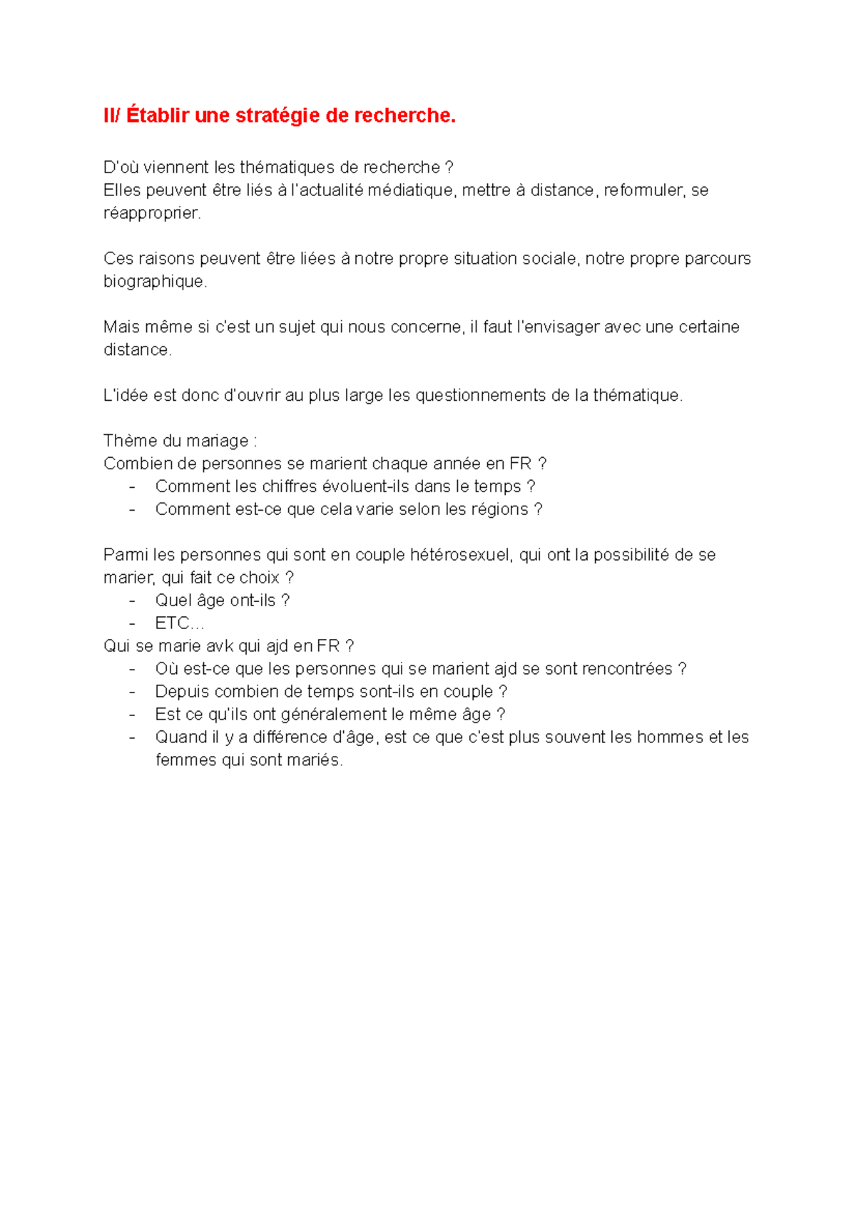 Methodo documentaire - Note de méthodo docu du S5 - II/ Établir une stratégie de recherche. D’où ...