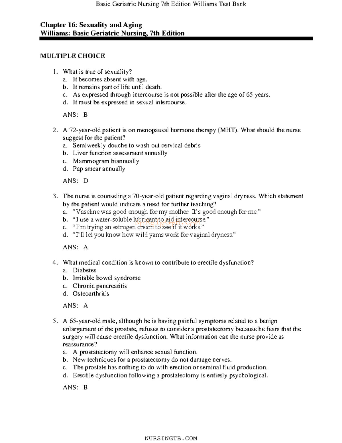 9780323554558 \16 - geriatrics notes, answer key, and page guide ...