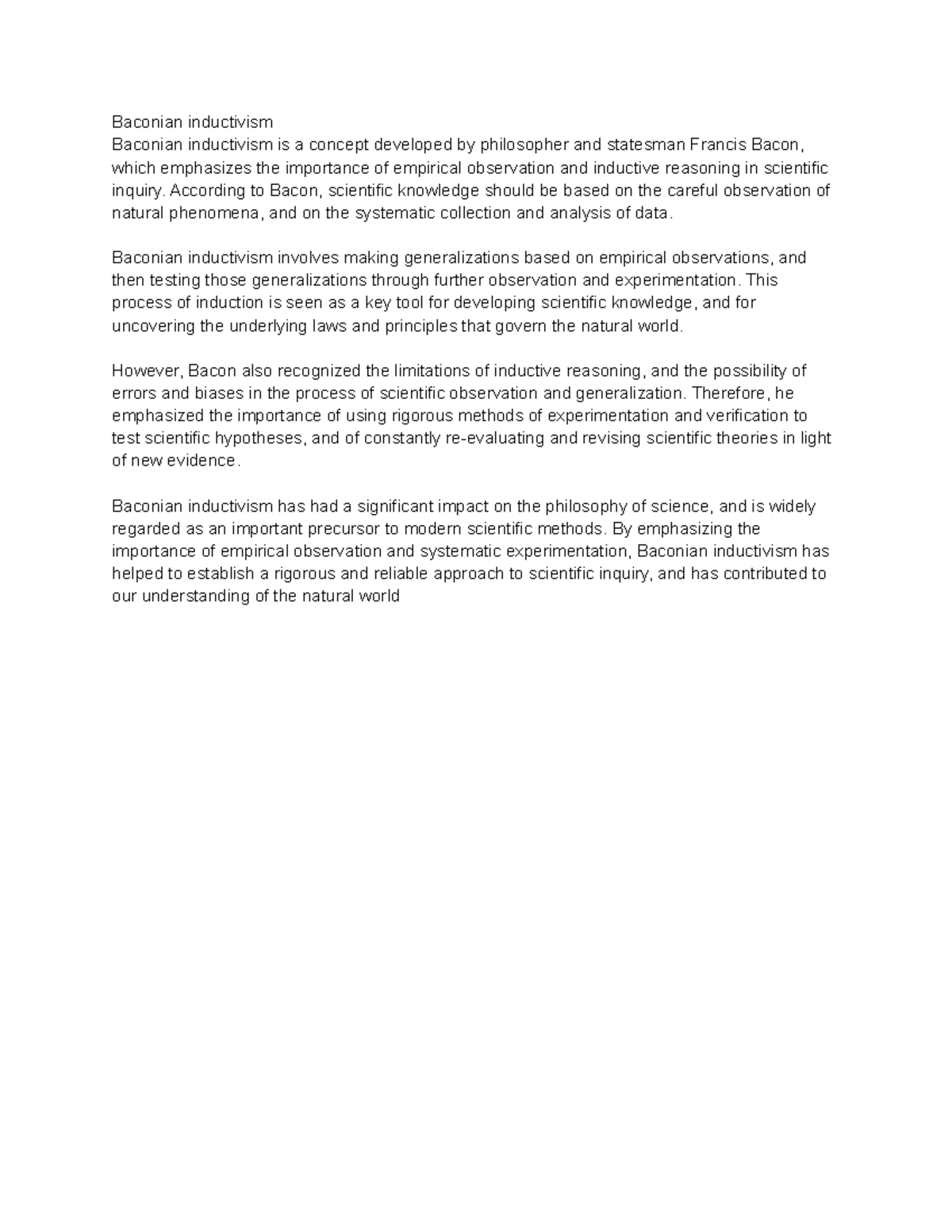 Baconian inductivism - Baconian inductivism Baconian inductivism is a ...