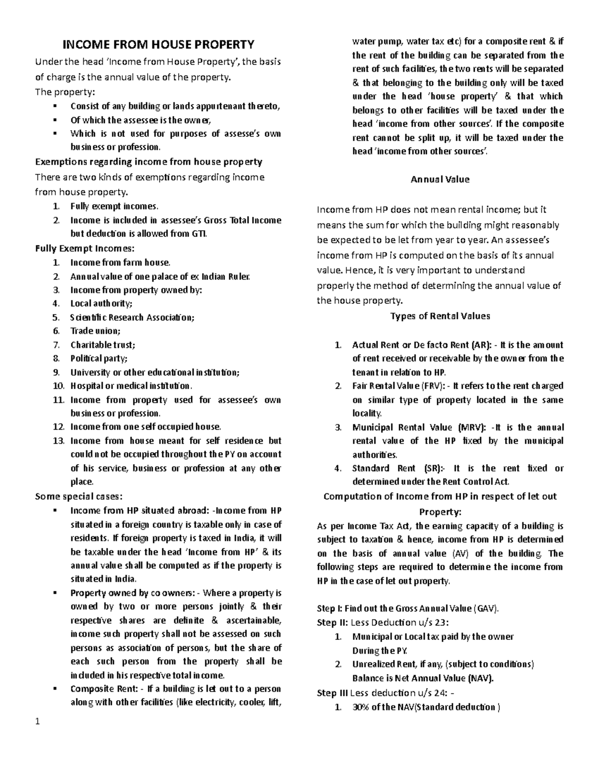 Income from house property - INCOME FROM HOUSE PROPERTY Under the head ...