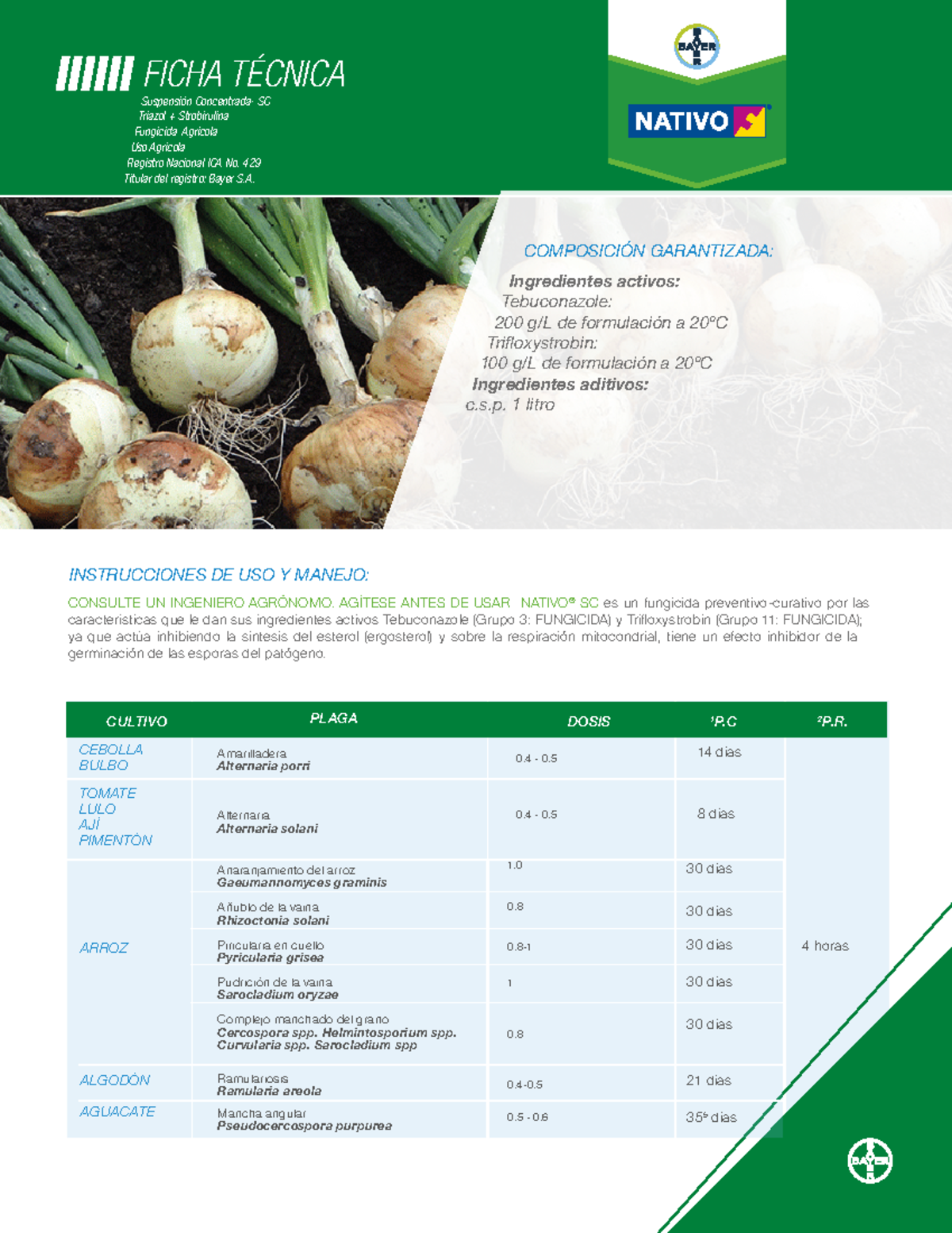 Nativo bayer ficha tecnica colombia - CULTIVO CEBOLLA BULBO TOMATE LULO AJÍ PIMENTÓN PLAGA ...