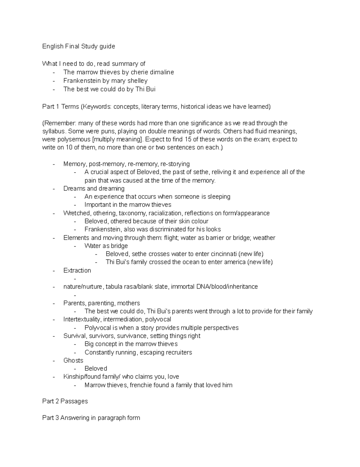 English 110 Final Study guide - English Final Study guide What I need ...