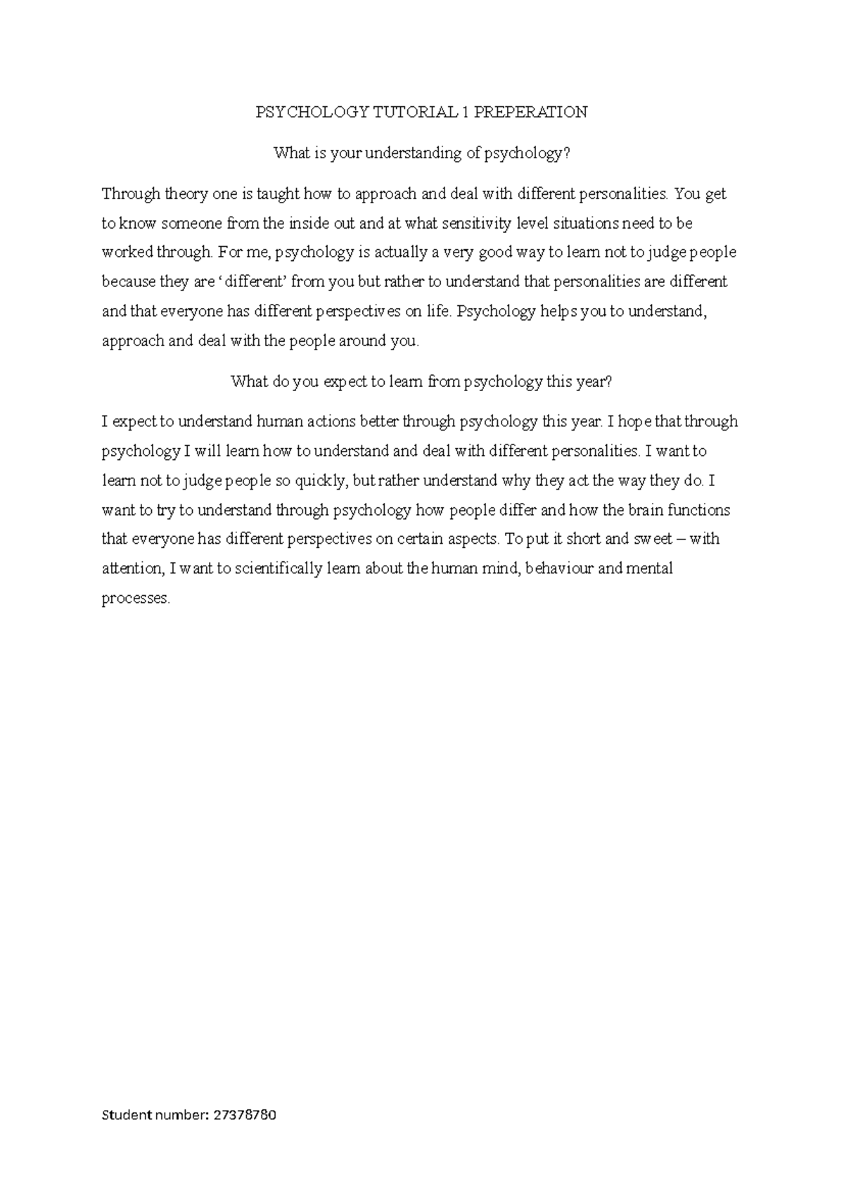 Psychology Tutorial 1 Preperation - PSYCHOLOGY TUTORIAL 1 PREPERATION ...