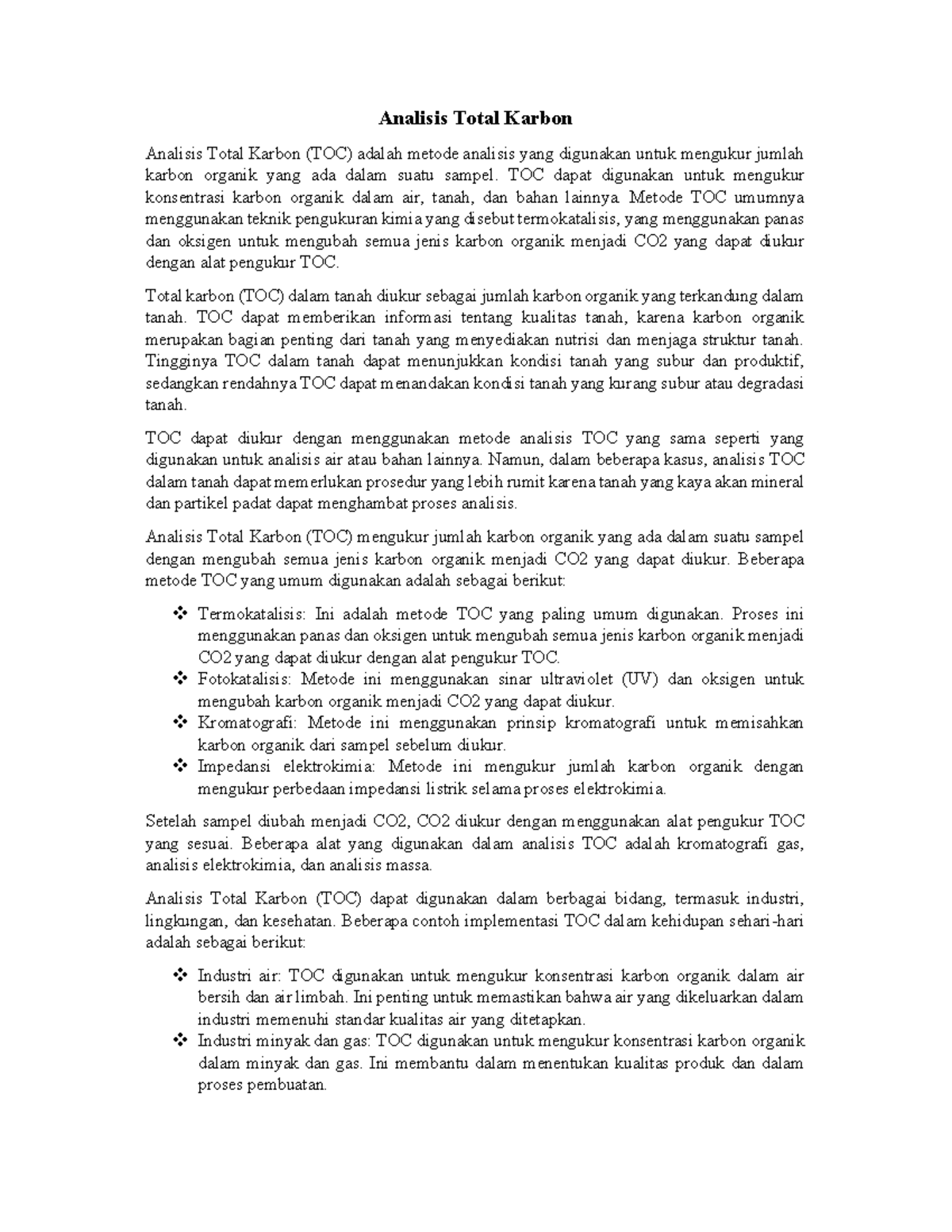 Resume Analisis Total Karbon - Analisis Total Karbon Analisis Total ...
