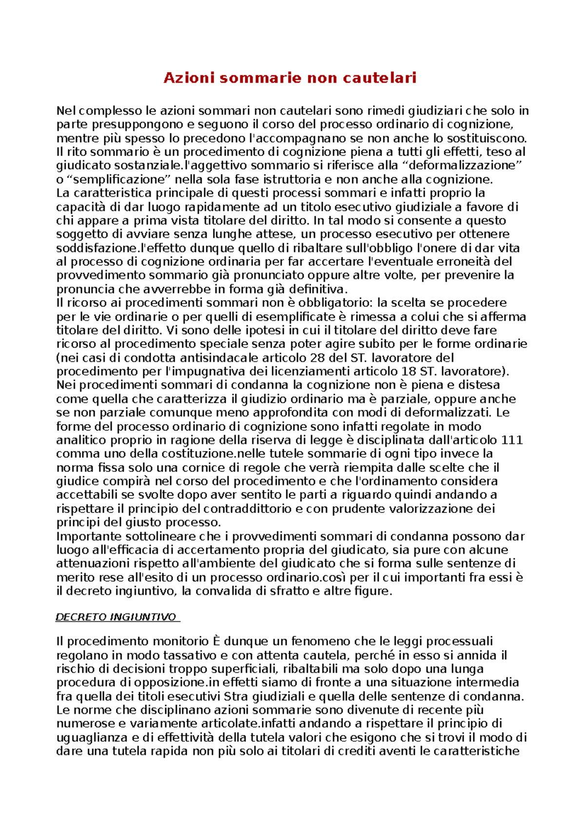 Azioni sommarie non cautelari - Il rito sommario è un procedimento di ...