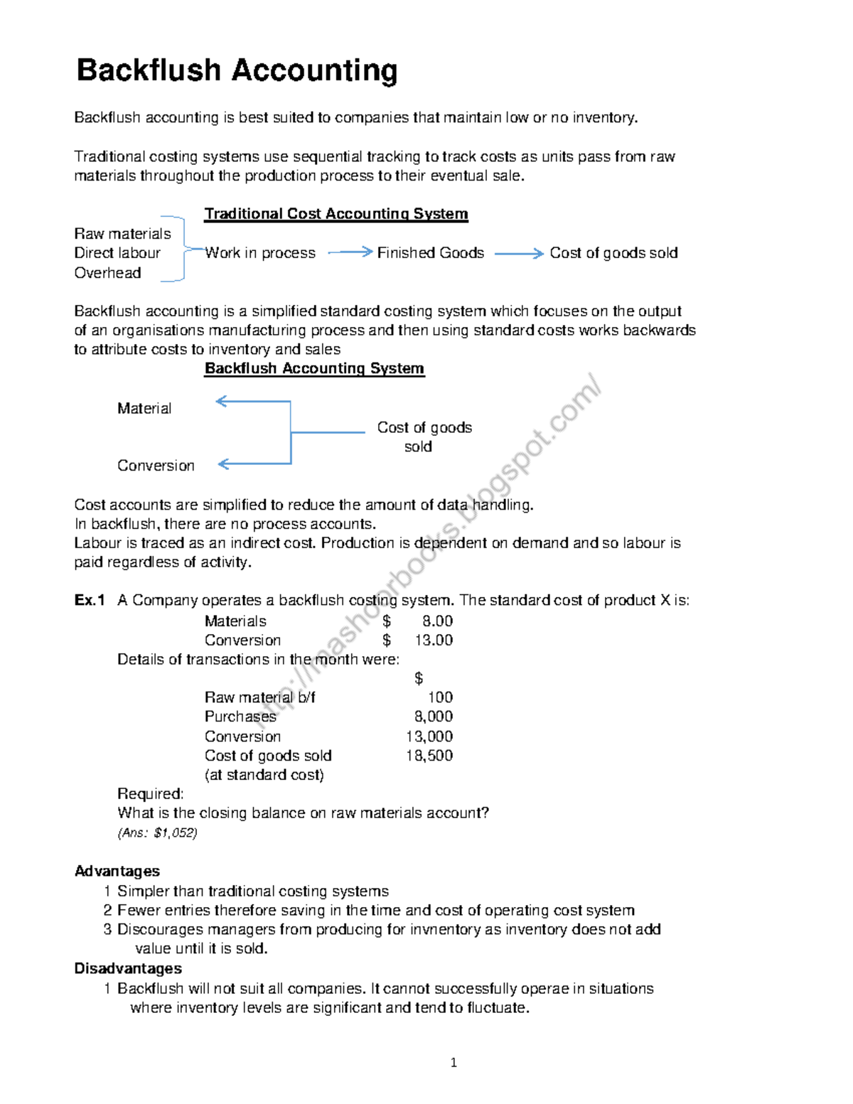 Backflush Throughput - notes - Backflush Accounting Backflush ...
