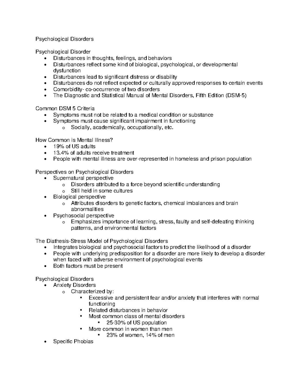 Psychological Disorders - Psychological Disorders Psychological ...