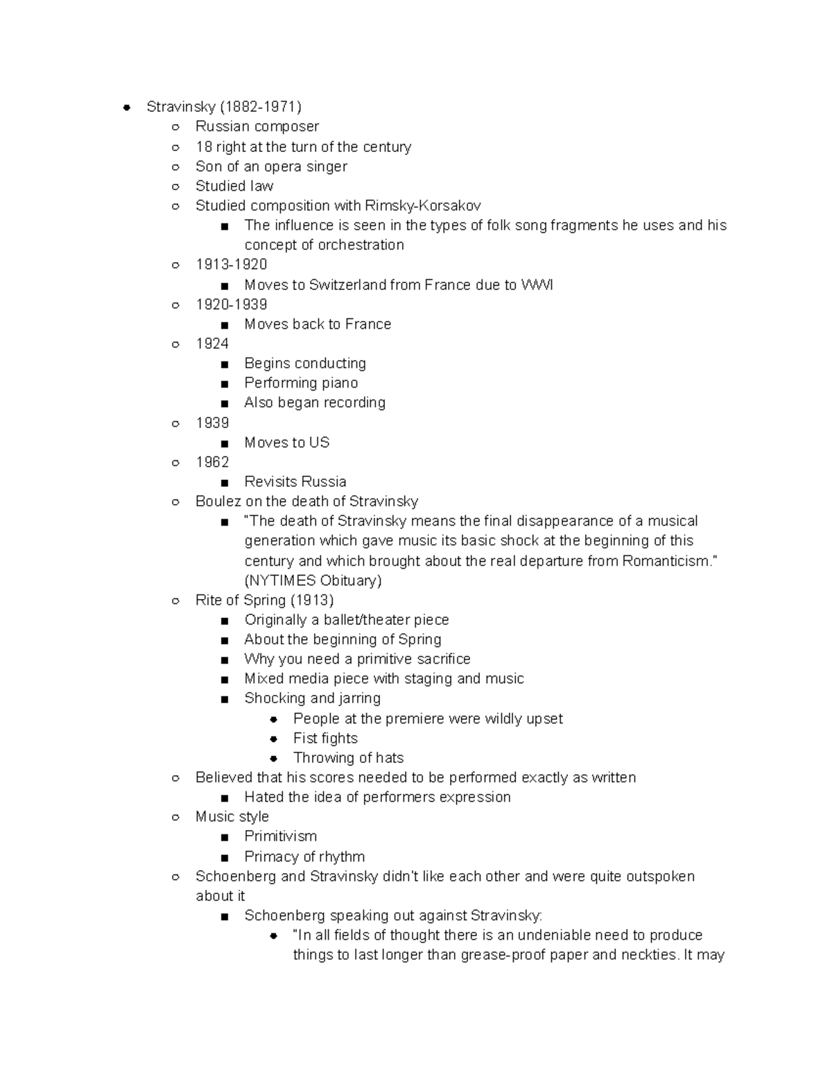 Lecture 5 - Stravinsky (1882-1971) Russian composer 18 right at the ...