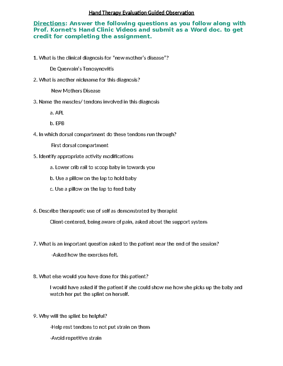 Hand Therapy Evaluation Guided Observation Case Study #2 - Hand Therapy ...
