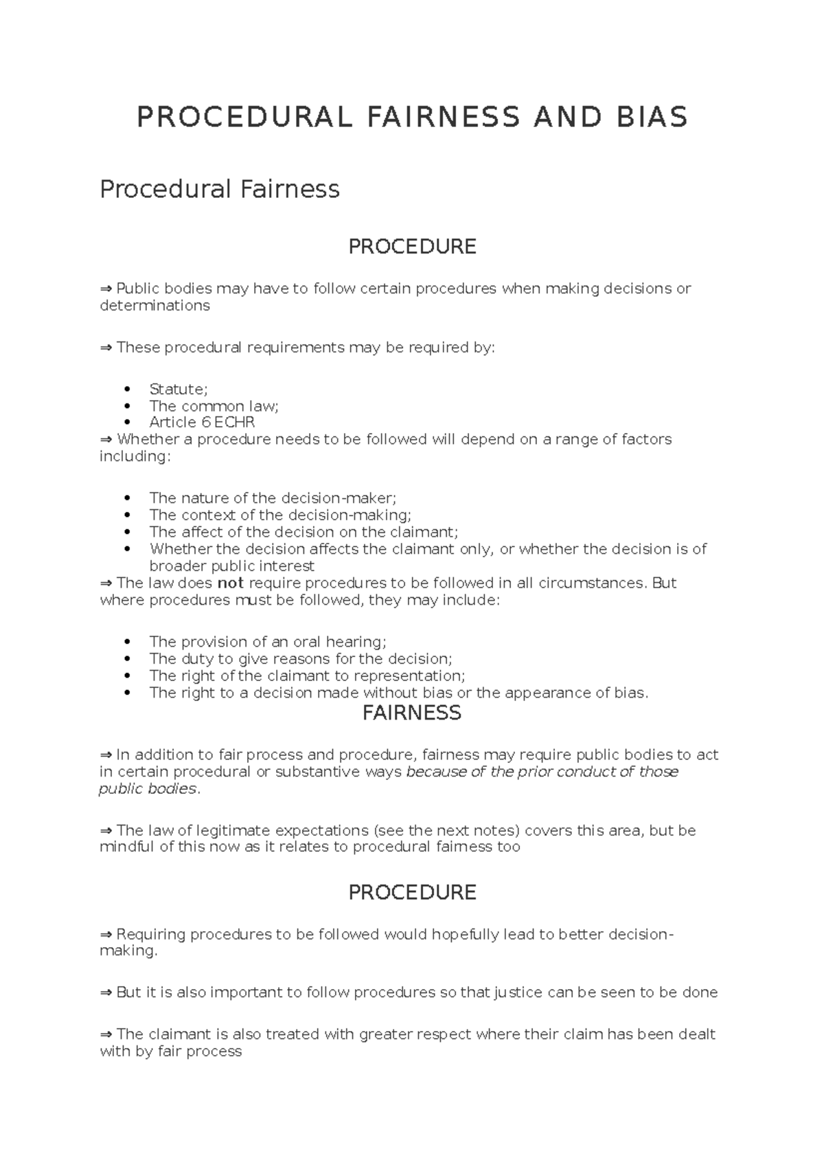 Procedural Fairness AND BIAS - PROCEDURAL FAIRNESS AND BIAS Procedural ...