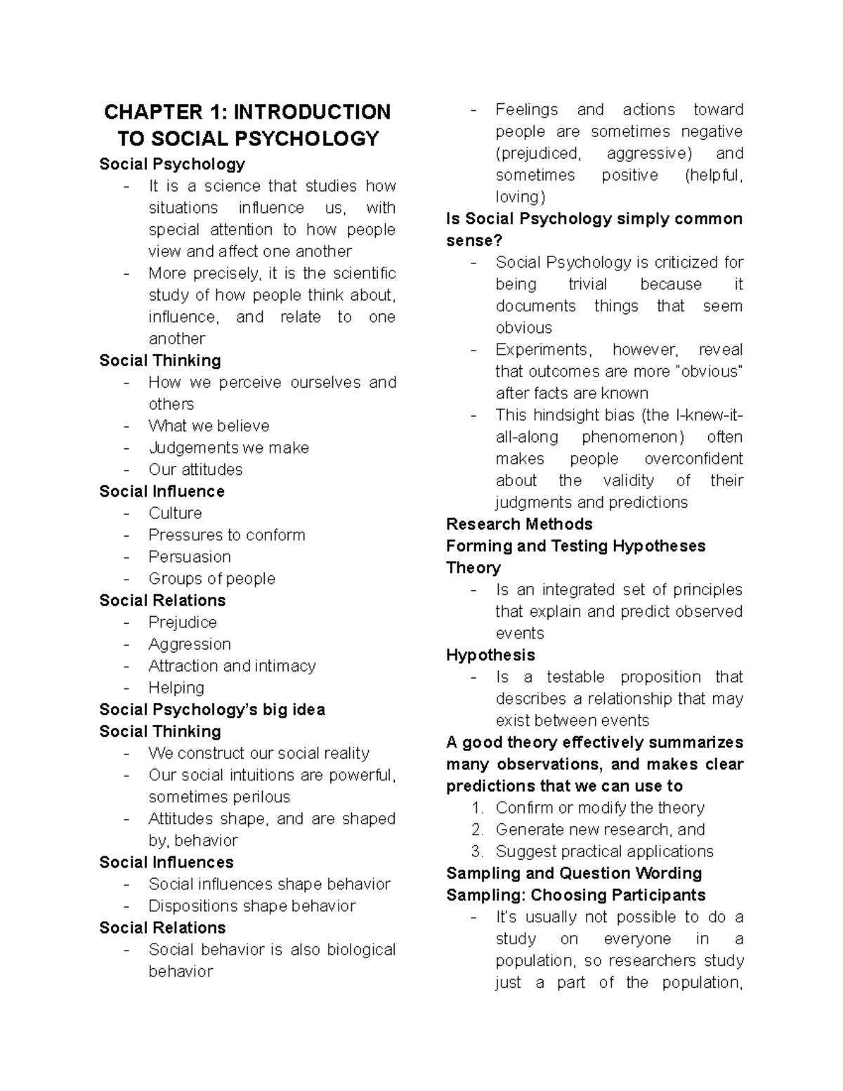 Chapter 1 Introduction TO Social Psychology - CHAPTER 1: INTRODUCTION ...
