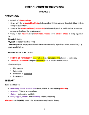Analgesic Drugs - Toxicology Lecture Notes - MODULE 6 - Management of ...