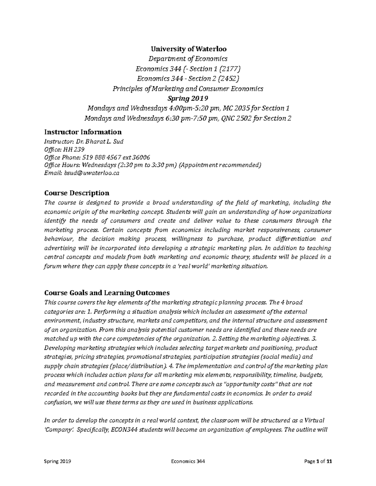 2019 Spring Econ 344 Course Outline - Sud - University of Waterloo ...