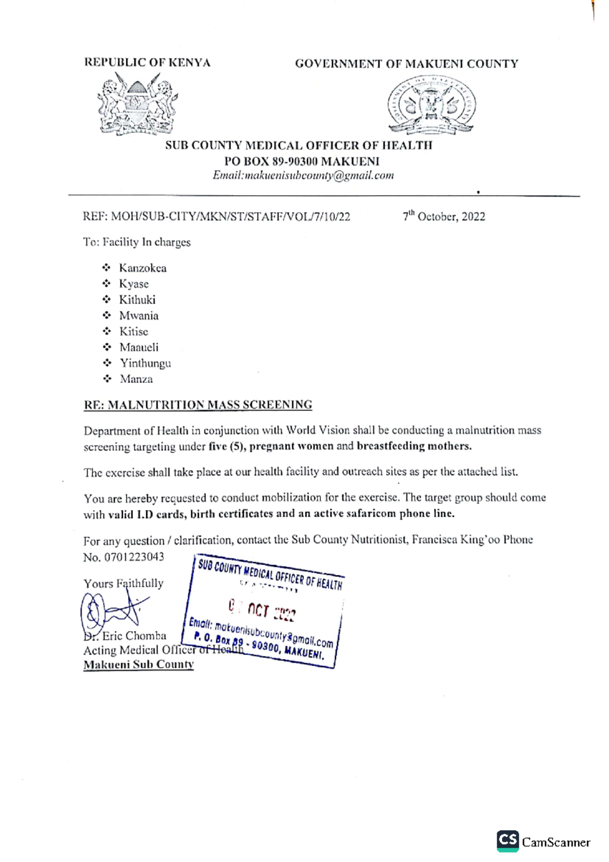 Malnutrition Mass Screening - Health promotion - CamScanner CamScanner ...