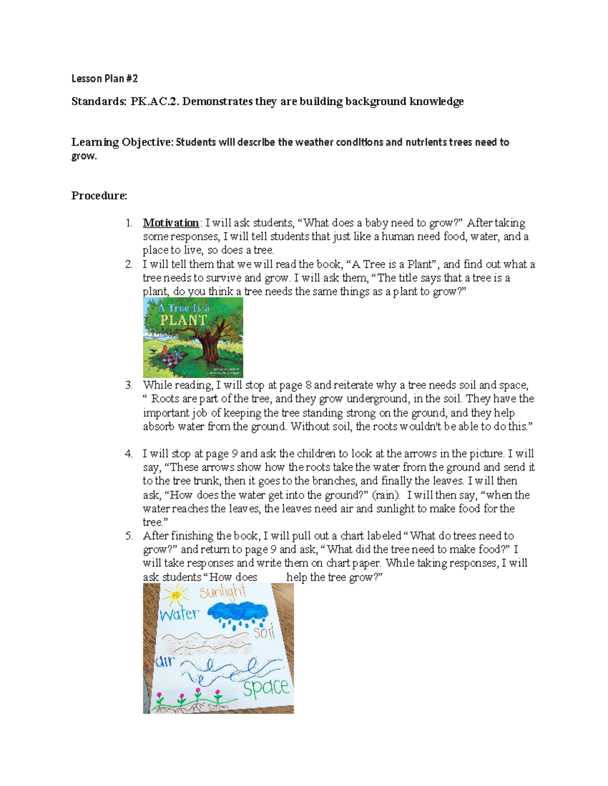 Unit Lesson Plans 2 & 3 - Lesson Plan # Standards: PK.AC. Demonstrates ...