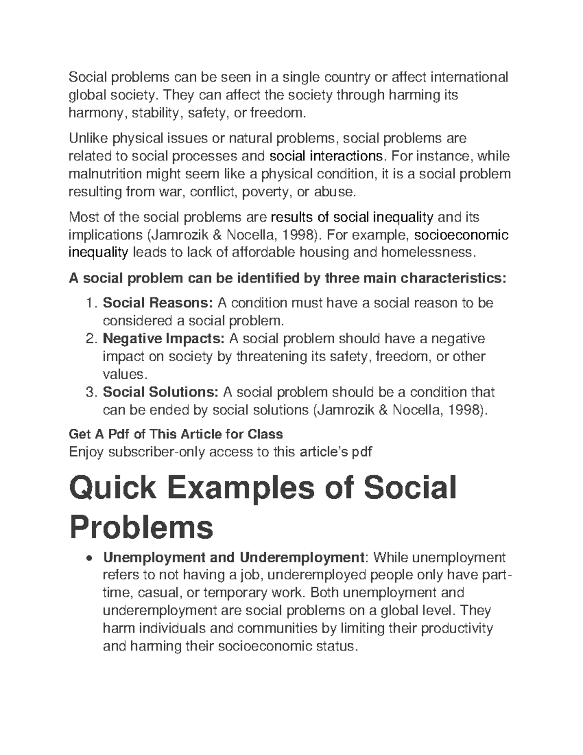 Examples of Sociological Issues - Social problems can be seen in a ...