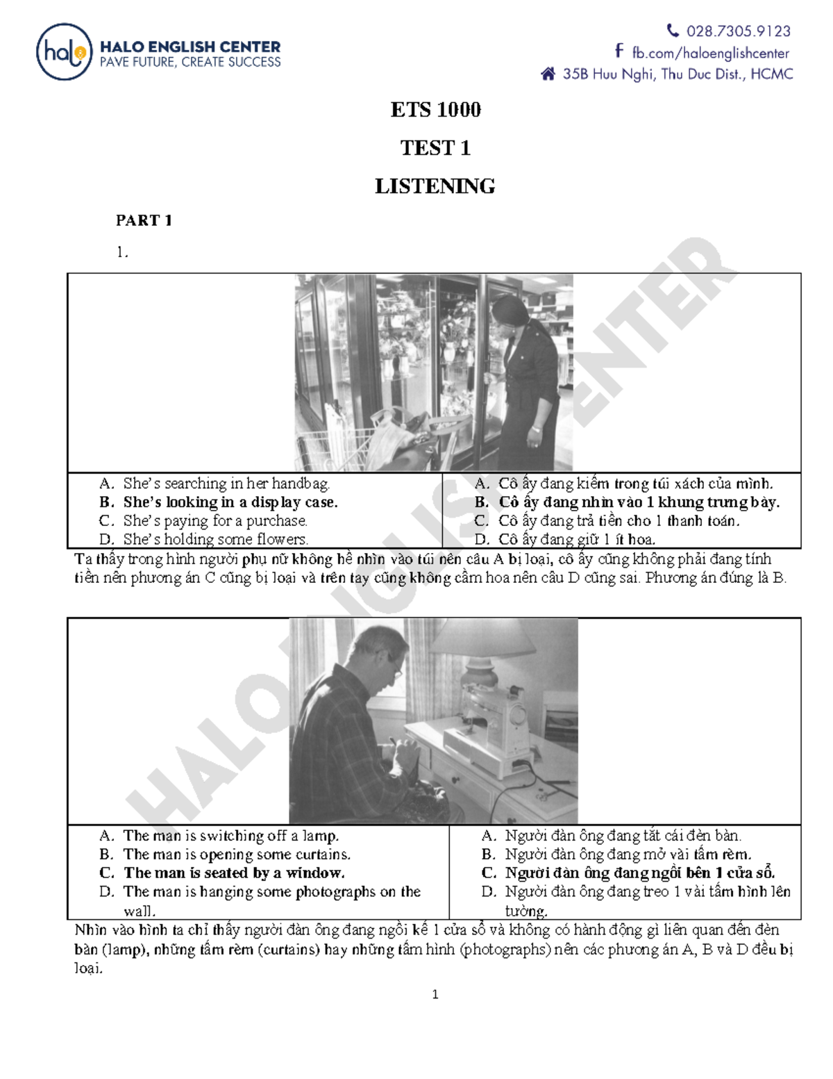 ETS 1000 Test 1 LC - tiếng anh vô cùng dễ - ETS 1000 TEST 1 LISTENING ...