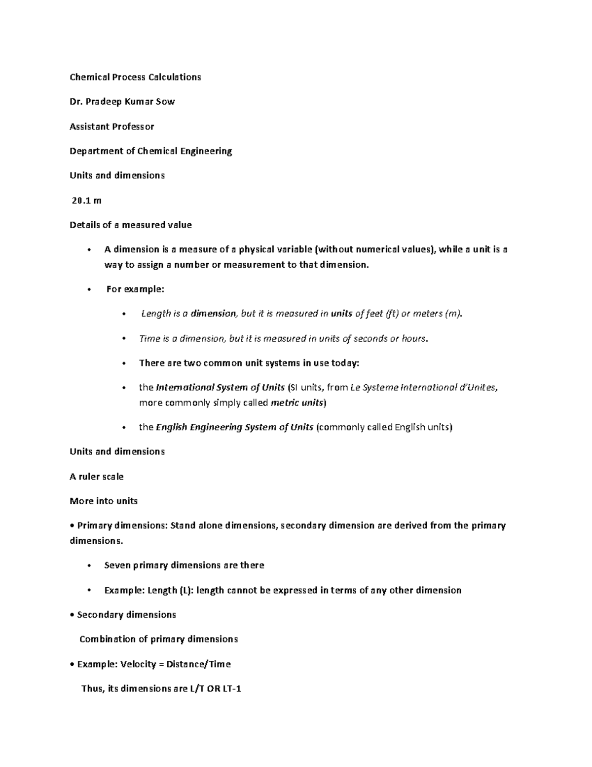 Basic - Chemical Process Calculations Dr. Pradeep Kumar Sow Assistant ...