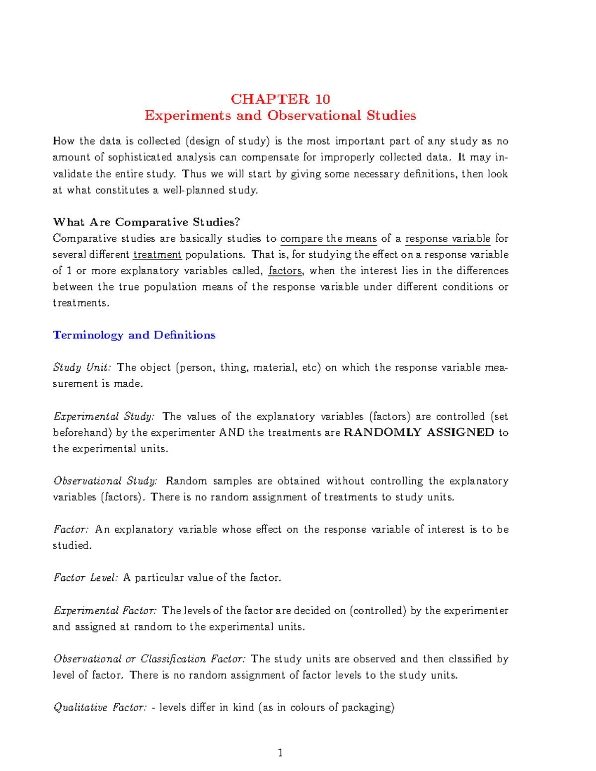 Experiments and observational studies - CHAPTER 10 Experiments and Observational Studies How the ...