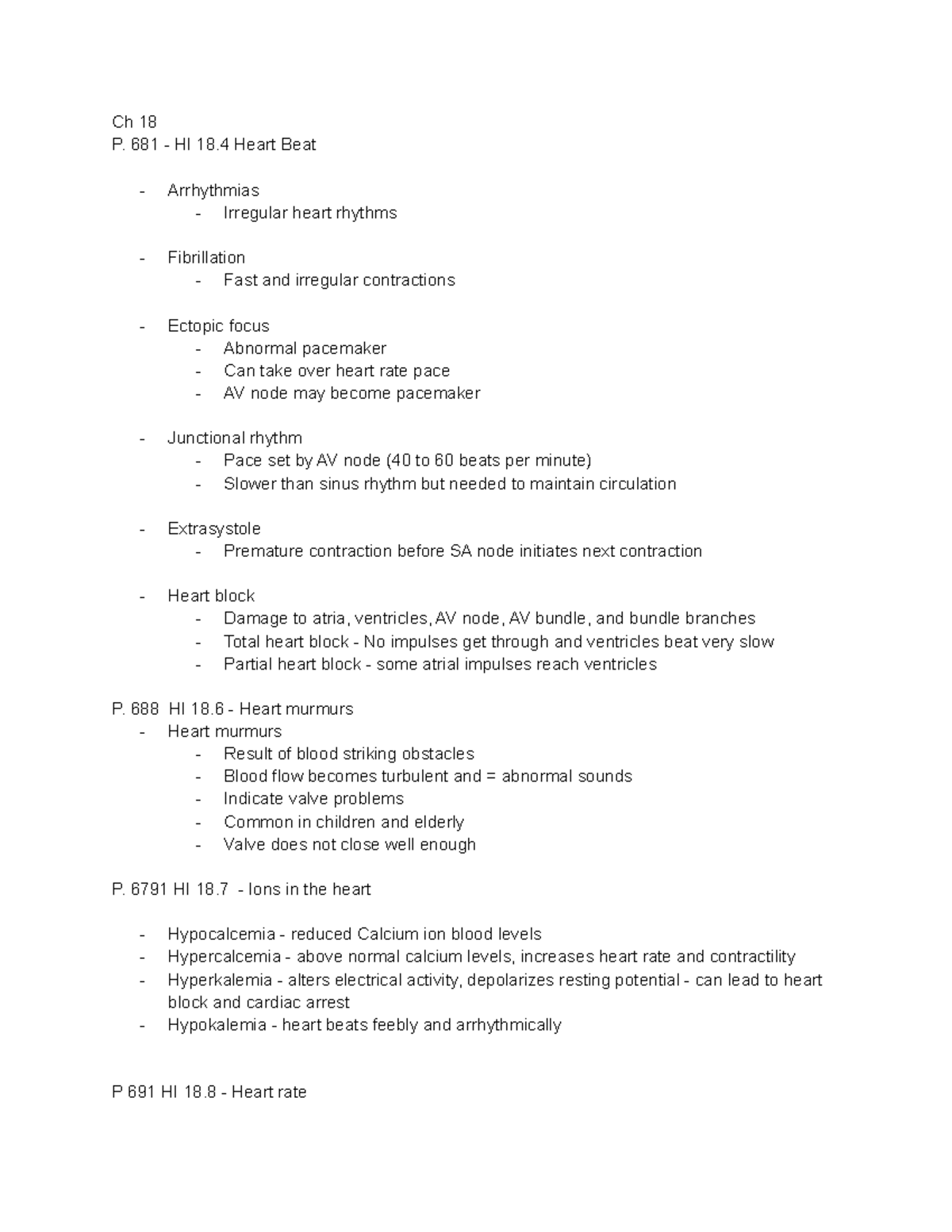 Anatomy exam 2 special assingments - Ch 18 P. 681 - HI 18 Heart Beat ...