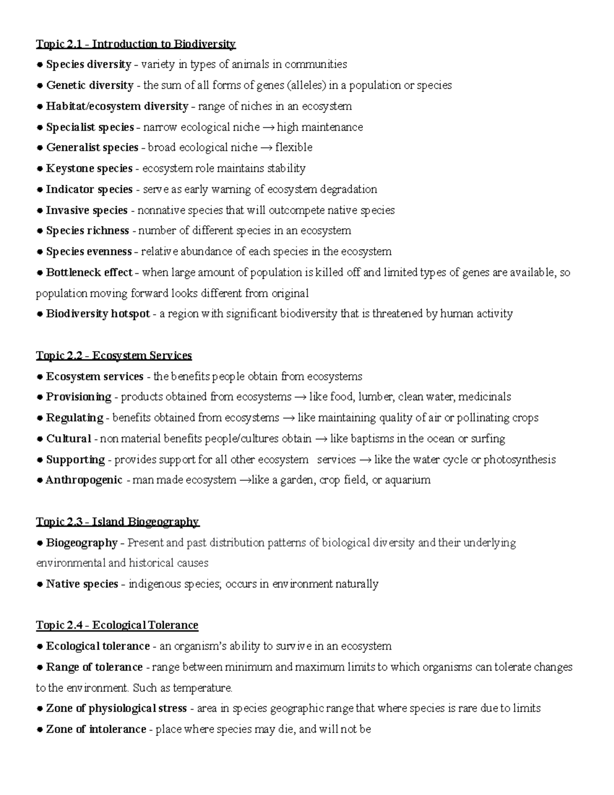 Unit 2 Enviromental Vocab - Topic 2 - Introduction to Biodiversity ...