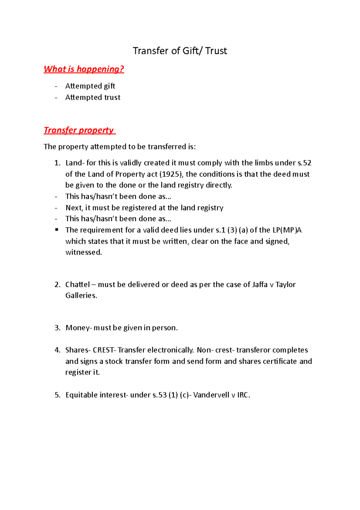 Transfer of Gifts or Trusts - Transfer of Gift/ Trust What is happening ...