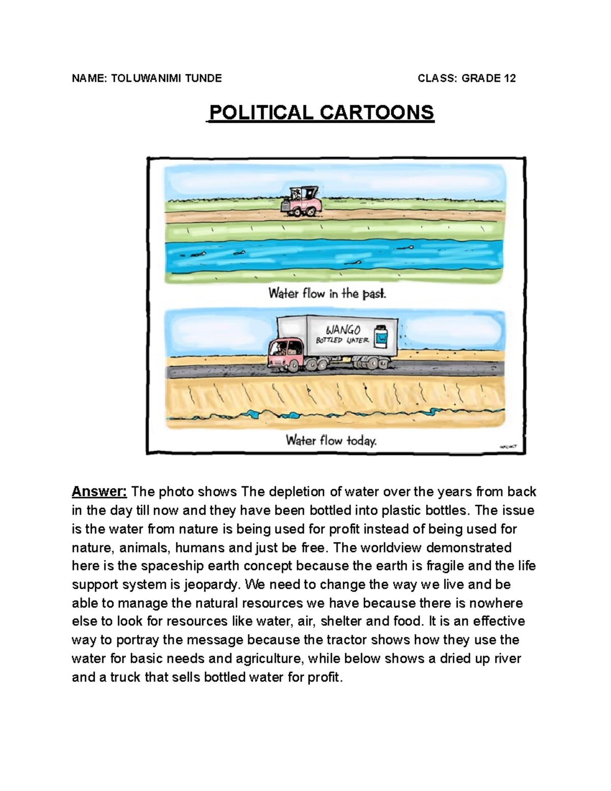 1.4 Political Cartoons - NAME: TOLUWANIMI TUNDE CLASS: GRADE 12 ...