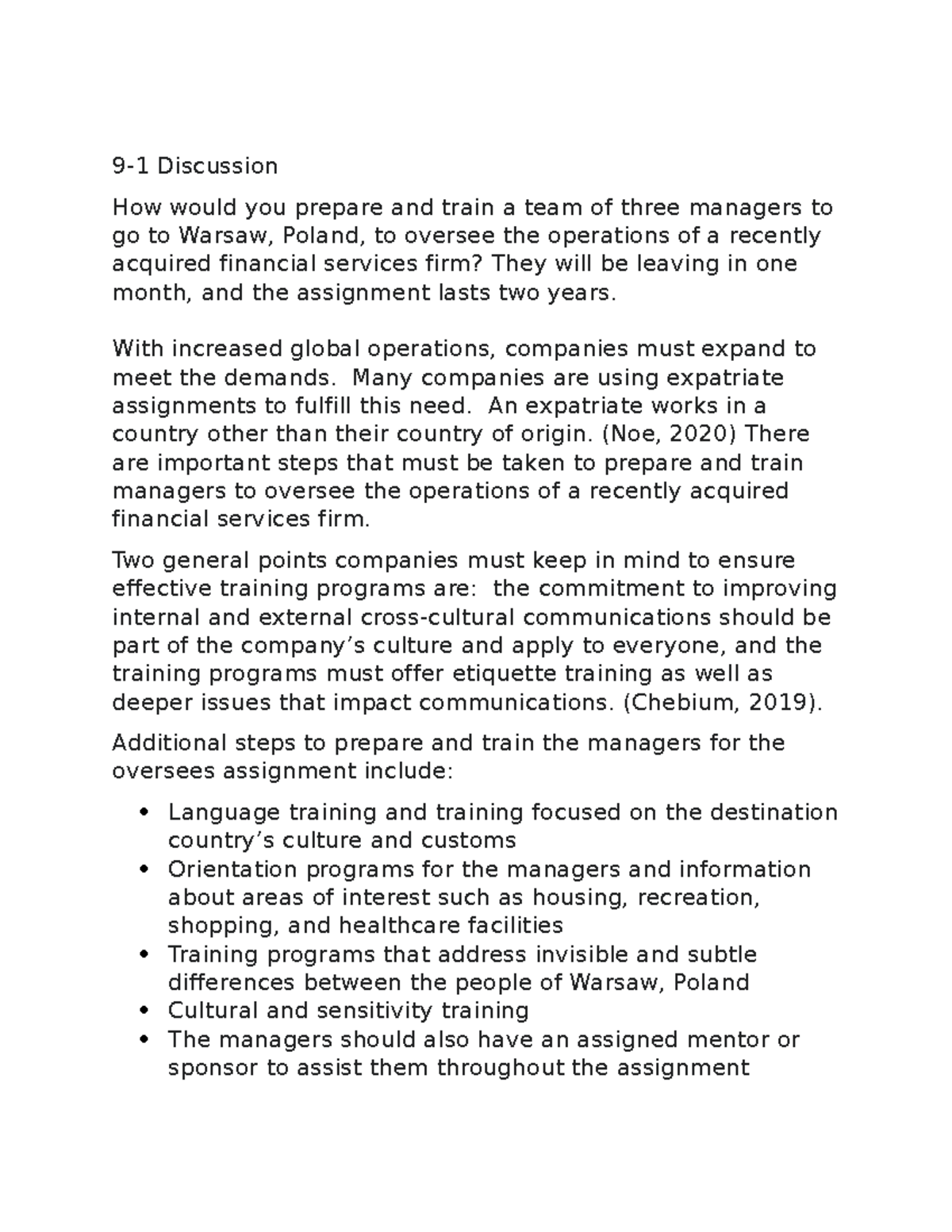 CH 9-1 Discussion - How would you prepare and train a team of three ...