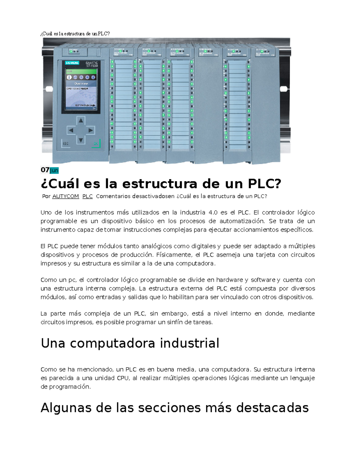 Cuál es la estructura de un PLC - ¿Cuál es la estructura de un PLC? 07 ...
