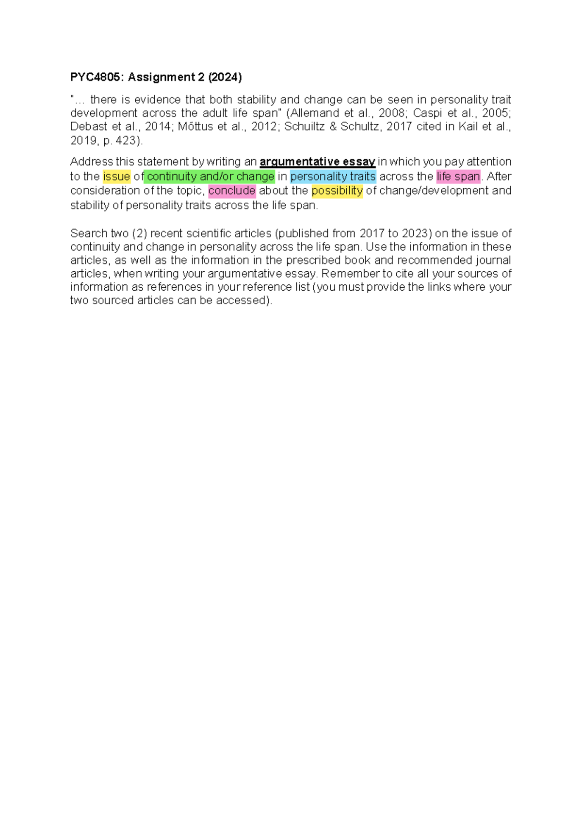 PYC4808 Assignment 3 (2024) - PYC4805: Assignment 2 (2024) “... there is evidence that both ...