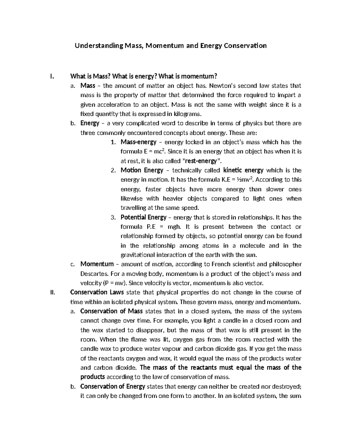 Understanding Mass - What is Mass? What is energy? What is momentum? a ...