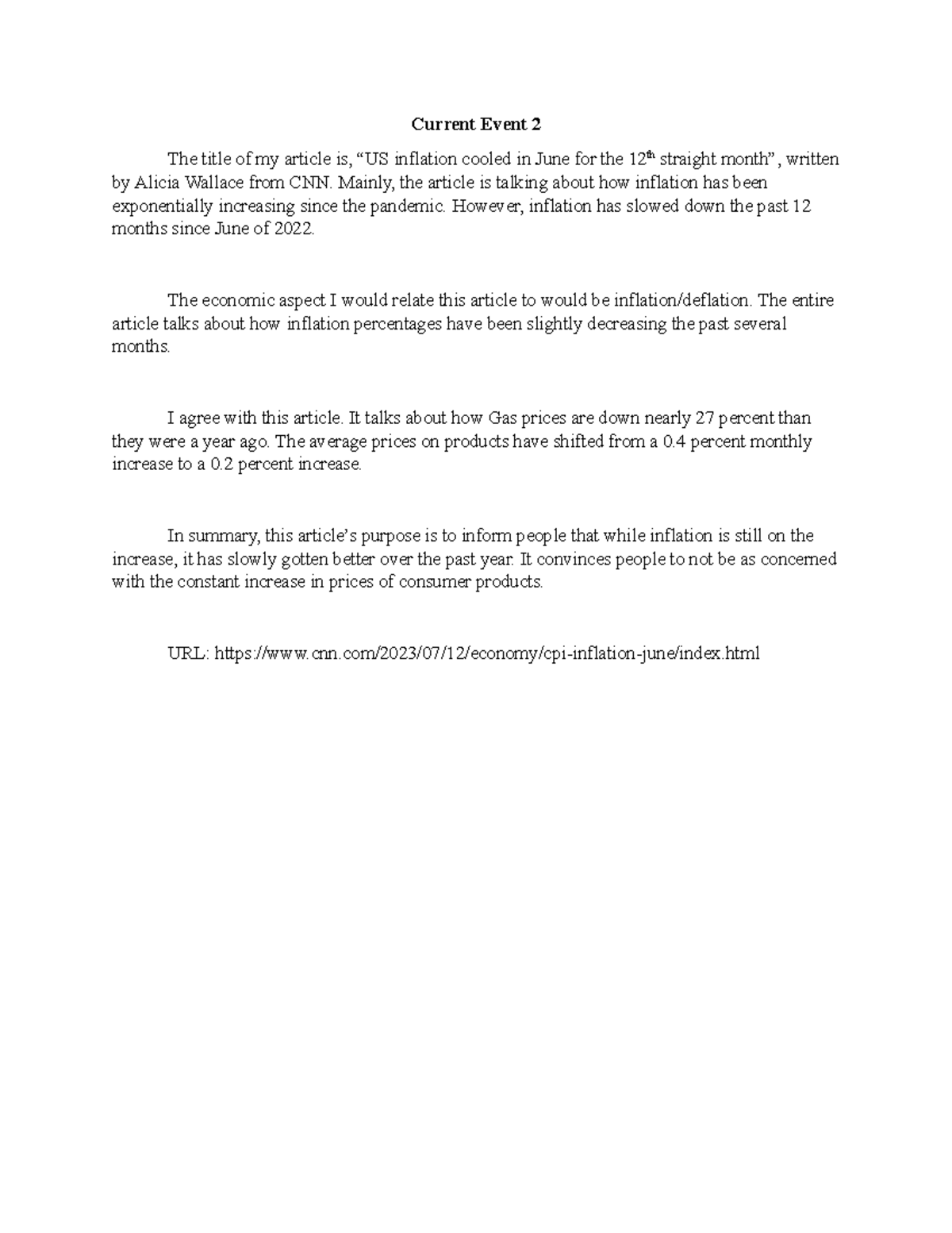 Current Event 2 - Assignment - Current Event 2 The title of my article ...