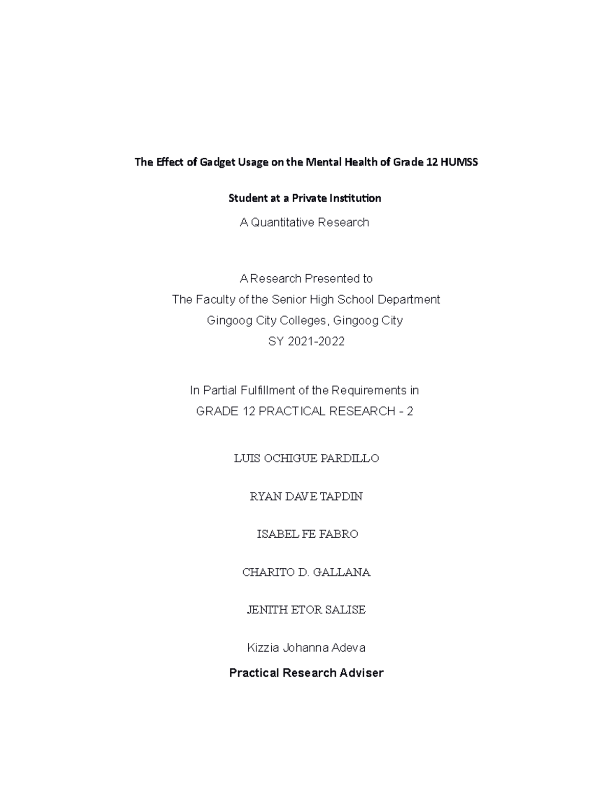Pr 2 Final Paper - research - The Effect of Gadget Usage on the Mental ...