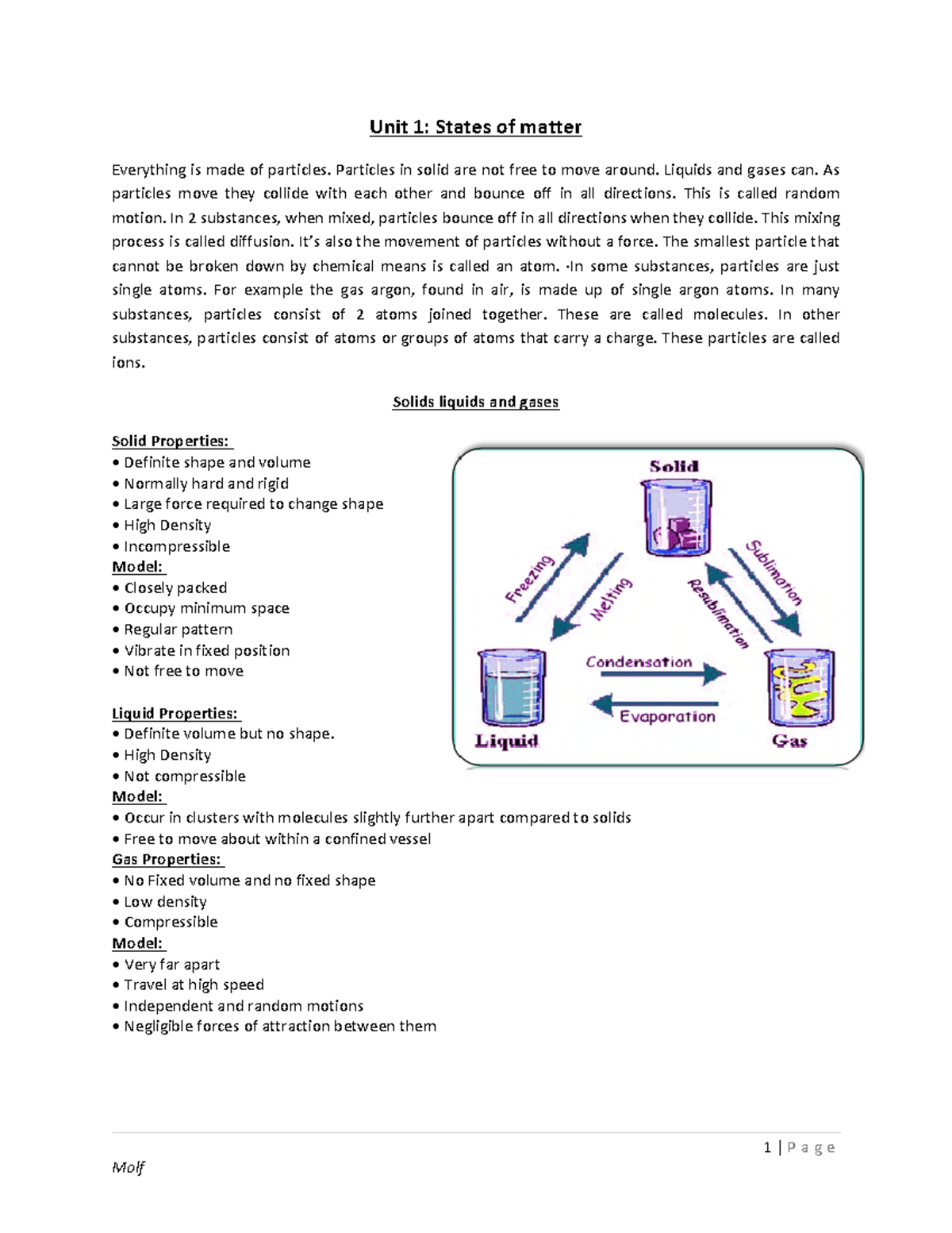 Chem notes - I need revision materials - 1 | P a g e Unit 1: States of ...