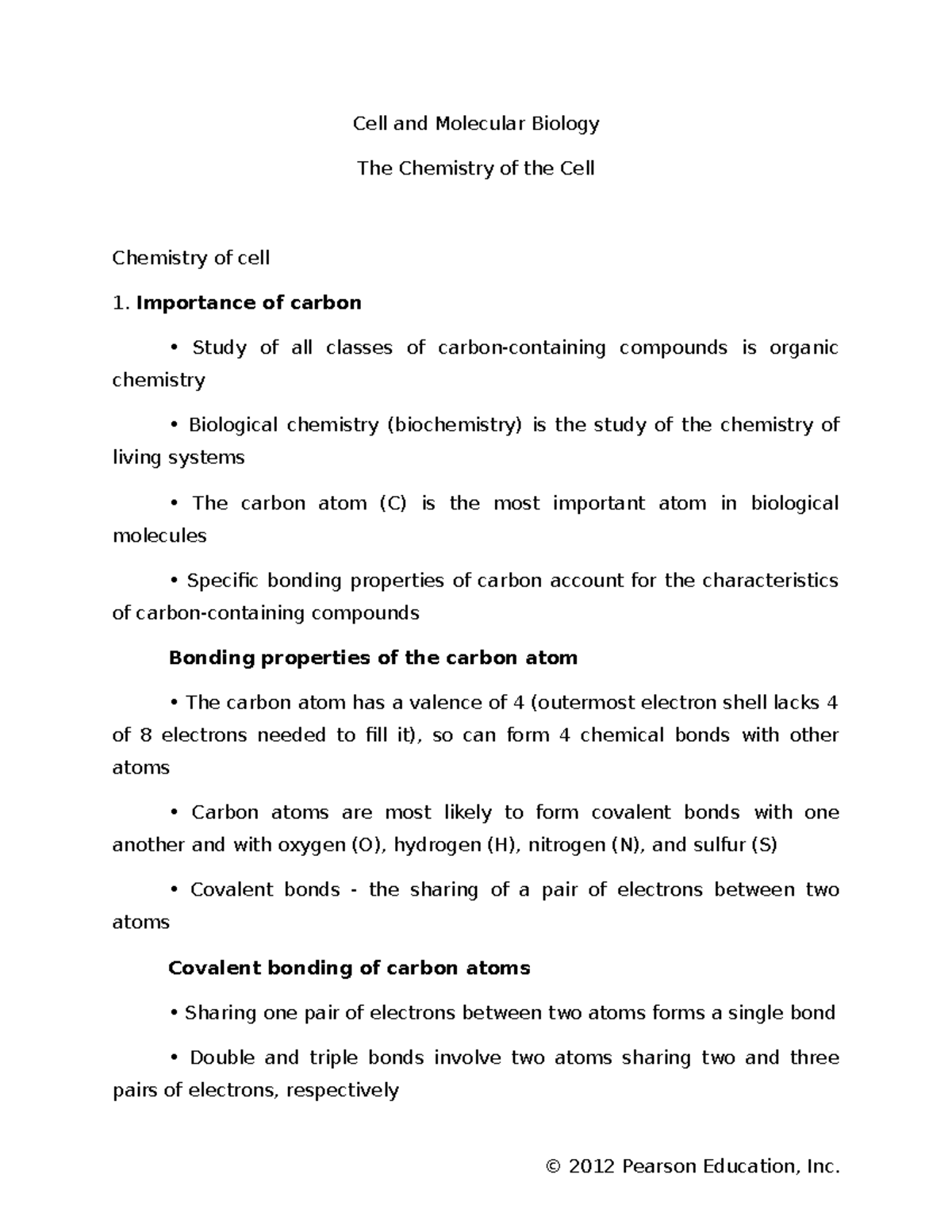 Chemistry of a Cell - Carbon - Cell and Molecular Biology The Chemistry ...